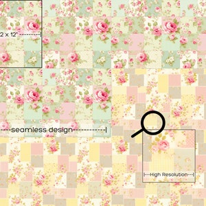 Floral Shabby Chic Patchwork Floral Digital Paper Mega Pack - Printable ...