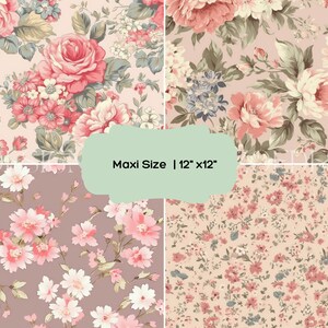 Floral Shabby Chic- Floral Digital Paper - Vintage Background Scrapbook ...