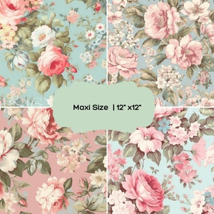 Floral Shabby Chic- Floral Digital Paper - Vintage Background Scrapbook ...