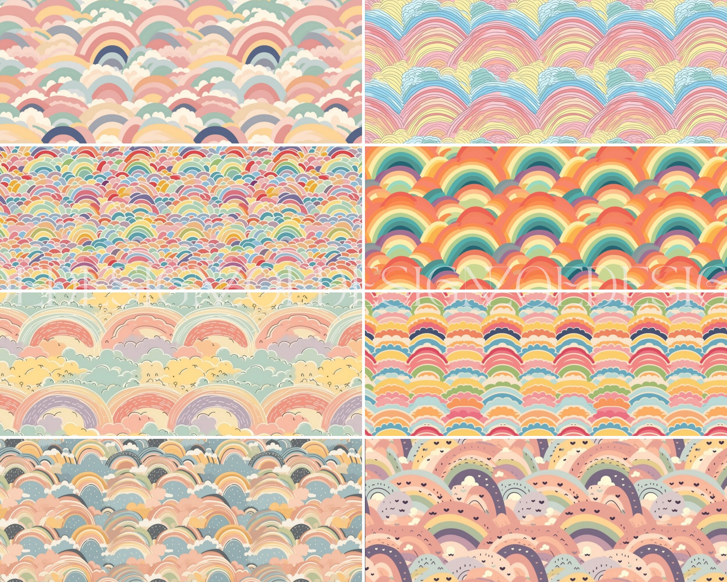 Rainbow Digital Paper Printing Commercial Backgrounds Seamless Patterns ...