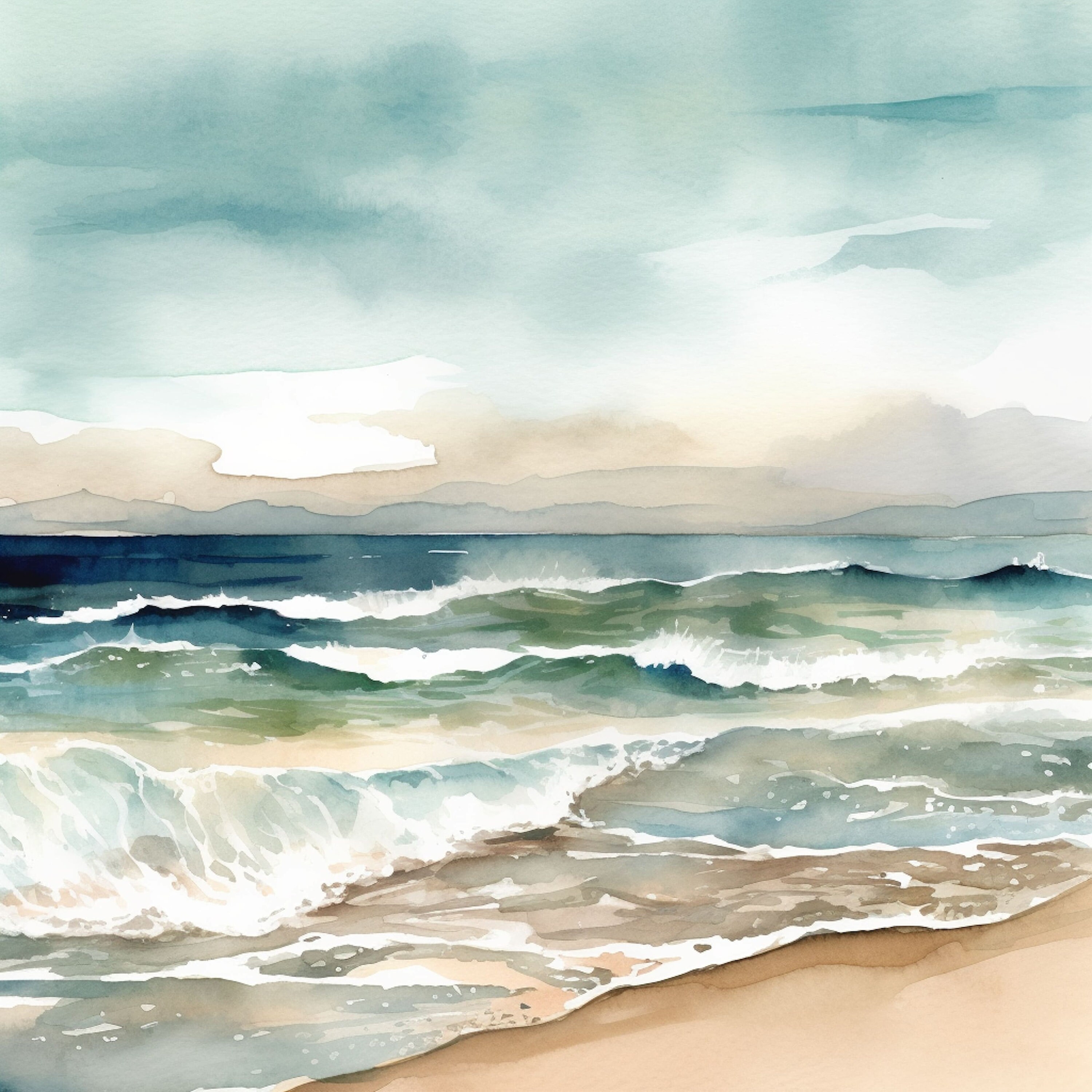 Ocean Beach Seaside Clipart Summer Digital Paper Watercolor - Etsy