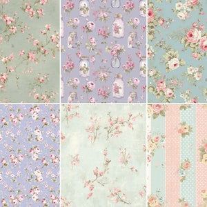 Floral Shabby Chic- Floral Digital Paper - Vintage Background Scrapbook ...