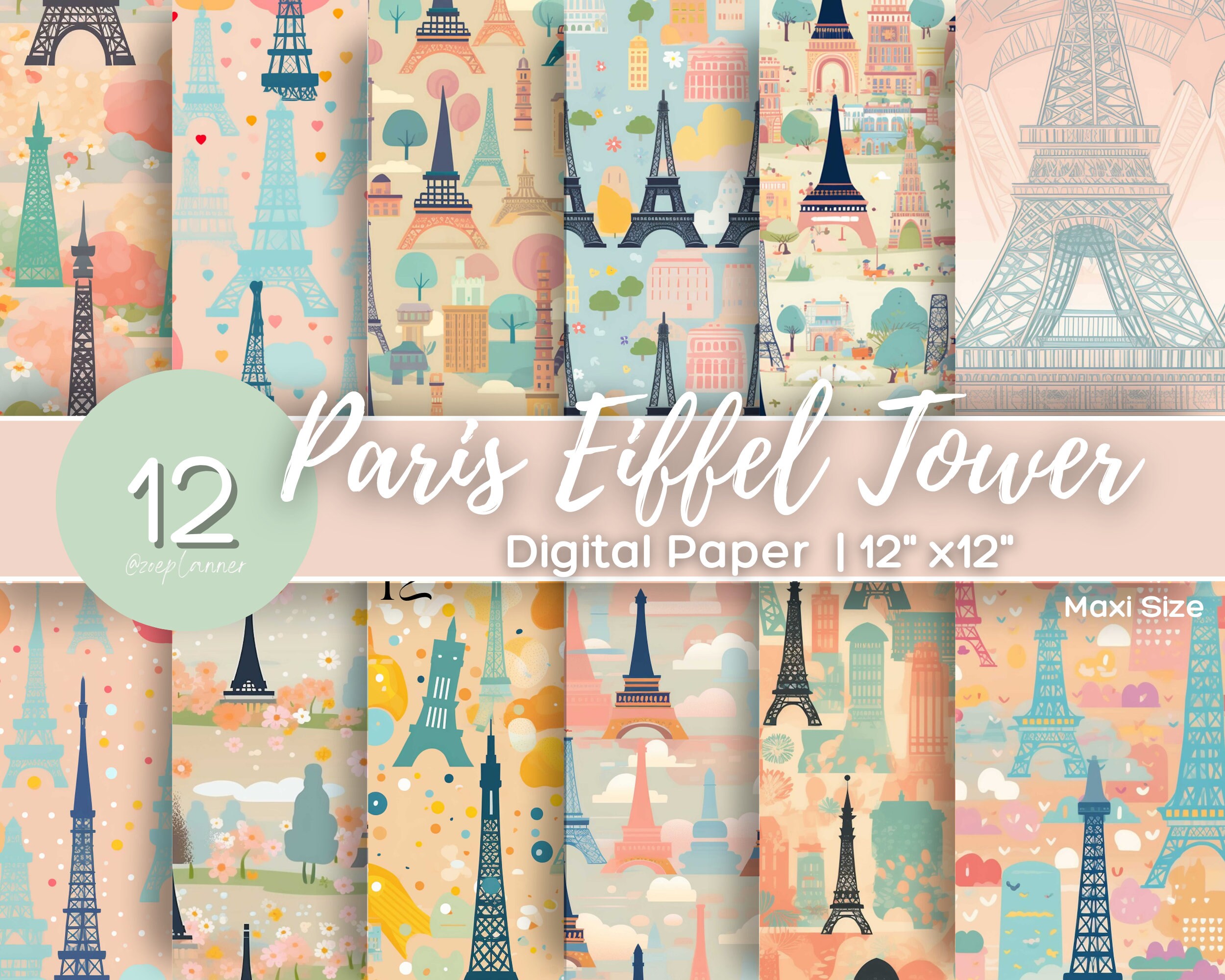 Paris Eiffel Tower Digital Paper World Landmark Backgrounds - Etsy