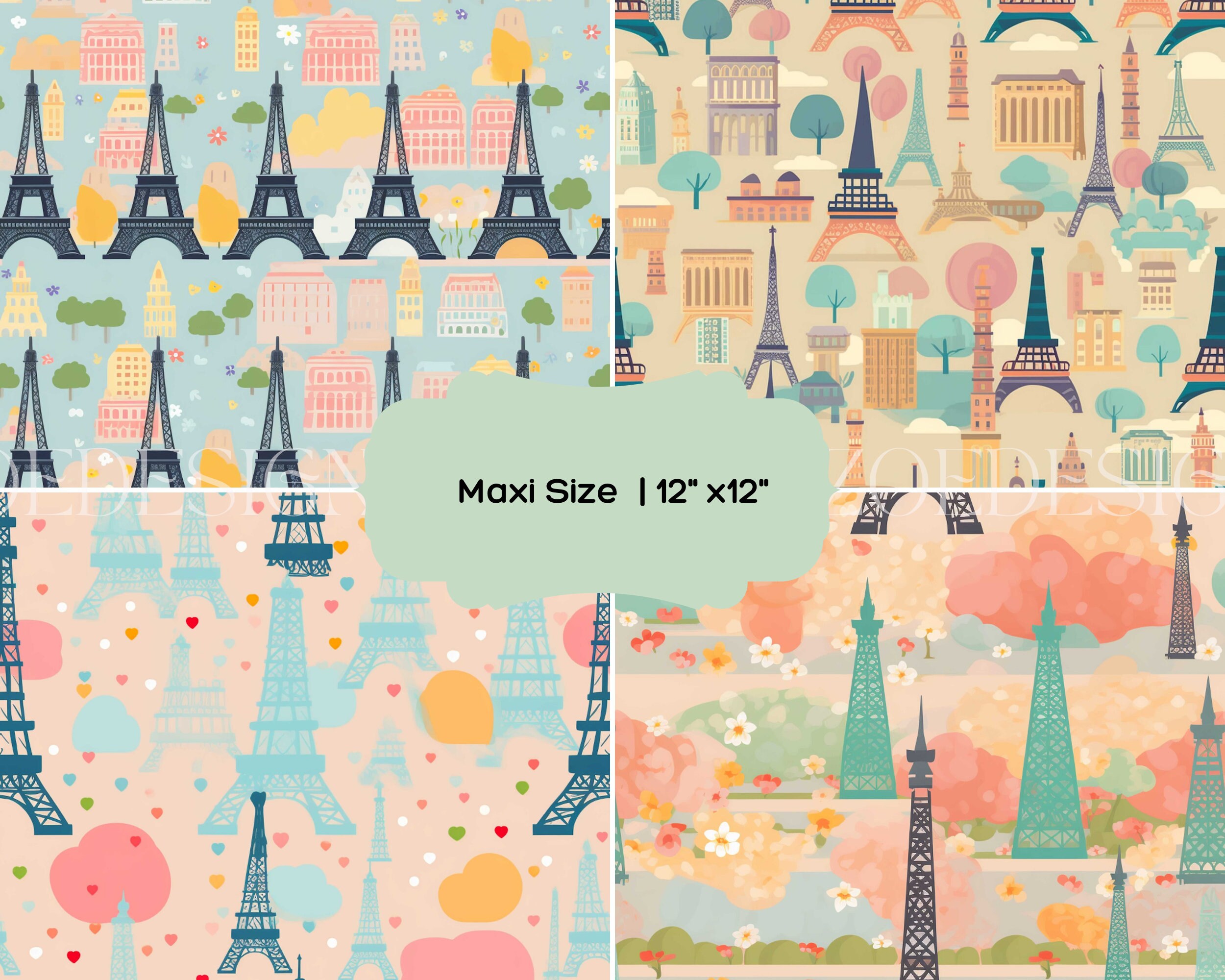 Paris Eiffel Tower Digital Paper World Landmark Backgrounds - Etsy
