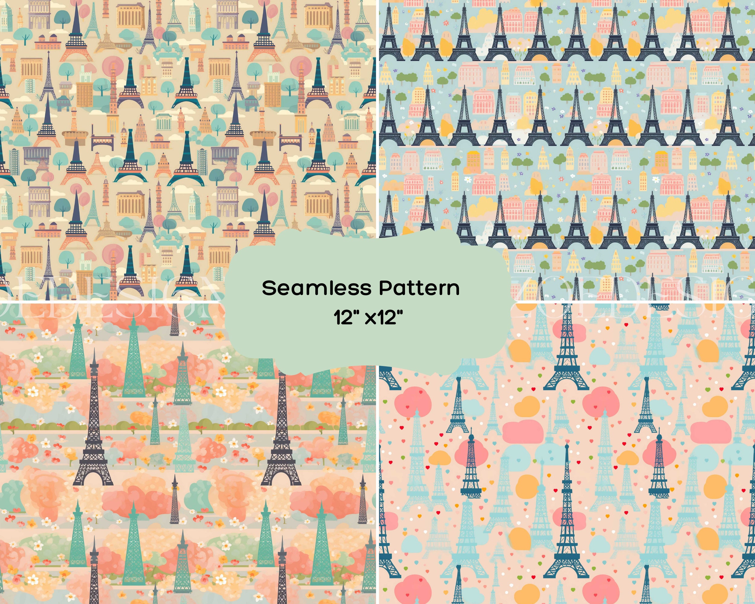 Paris Eiffel Tower Digital Paper World Landmark Backgrounds - Etsy