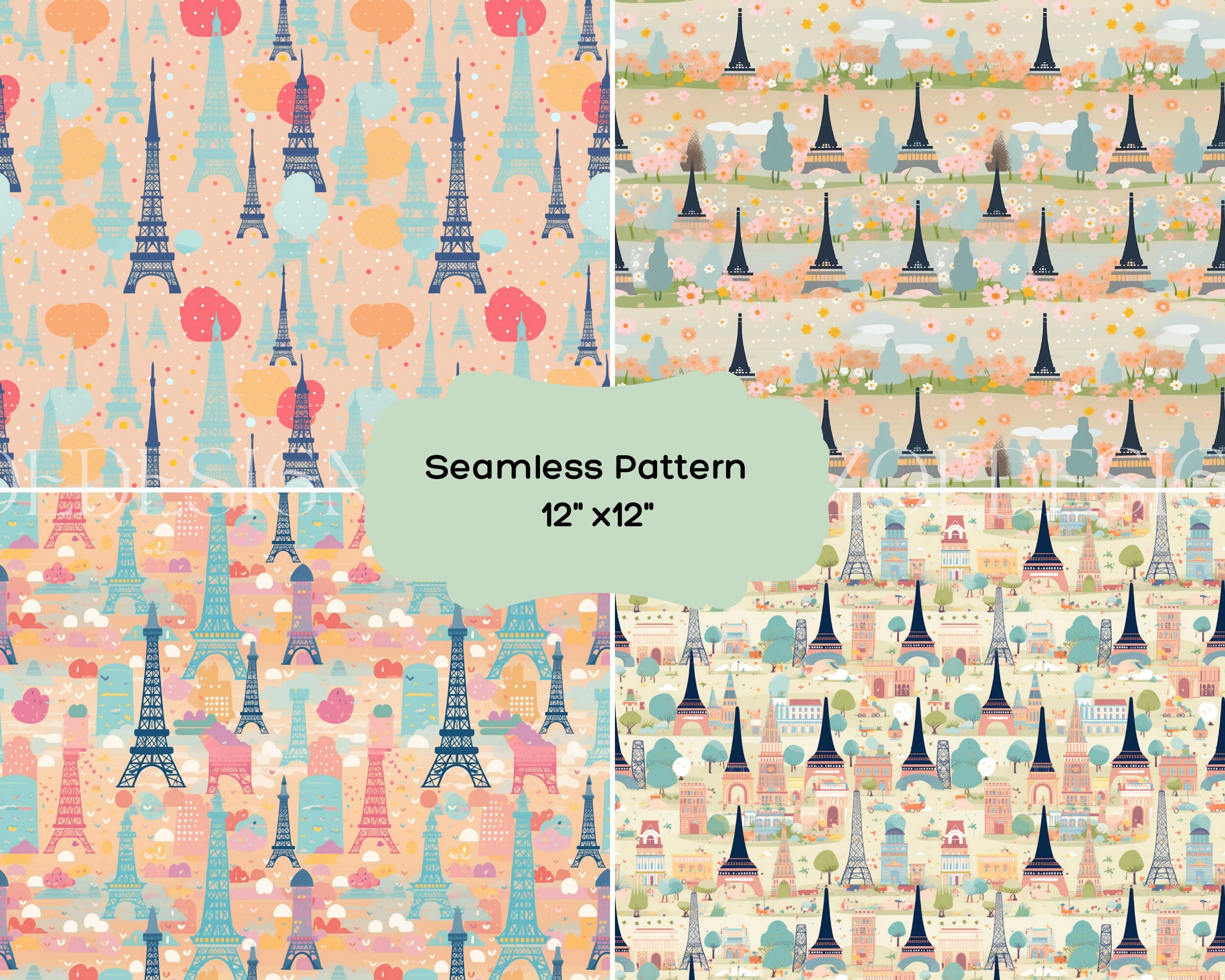 Paris Eiffel Tower Digital Paper World Landmark Backgrounds - Etsy