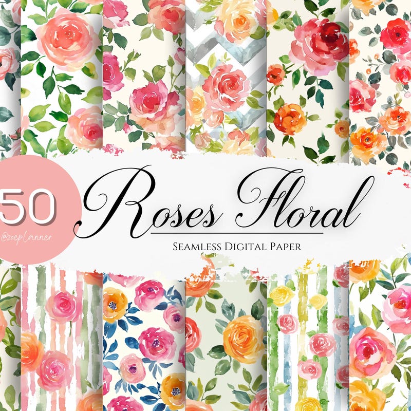 Floral Digital Paper - Etsy
