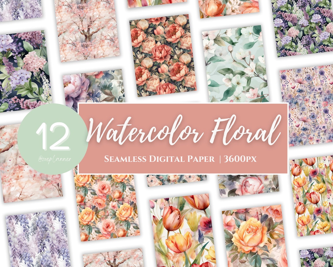 Watercolor Floral Digital Paper | Seamless Spring Flowers | Easter ...
