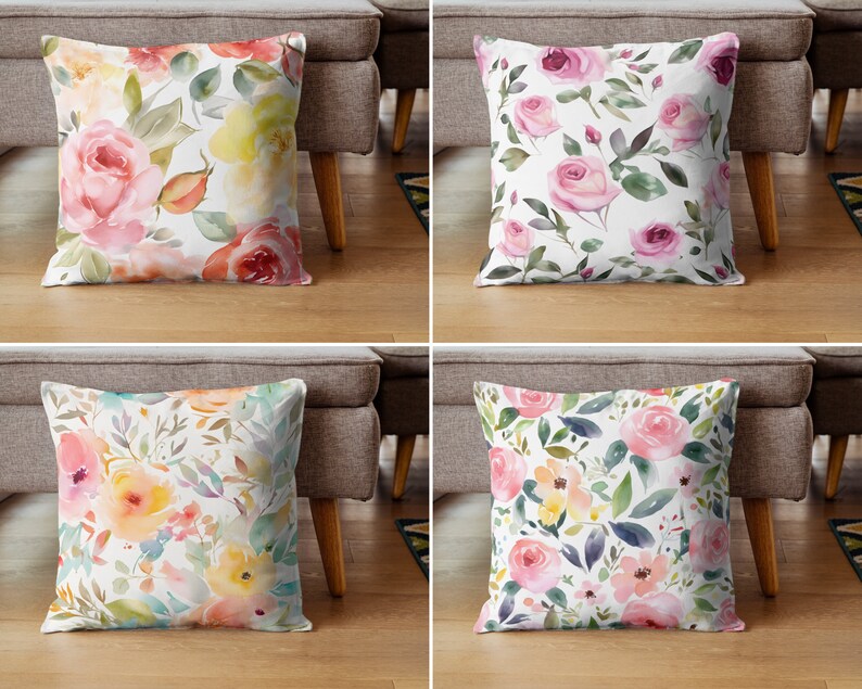 20 Roses Floral Digital Paper - Watercolor Flower Backgrounds Patterns ...