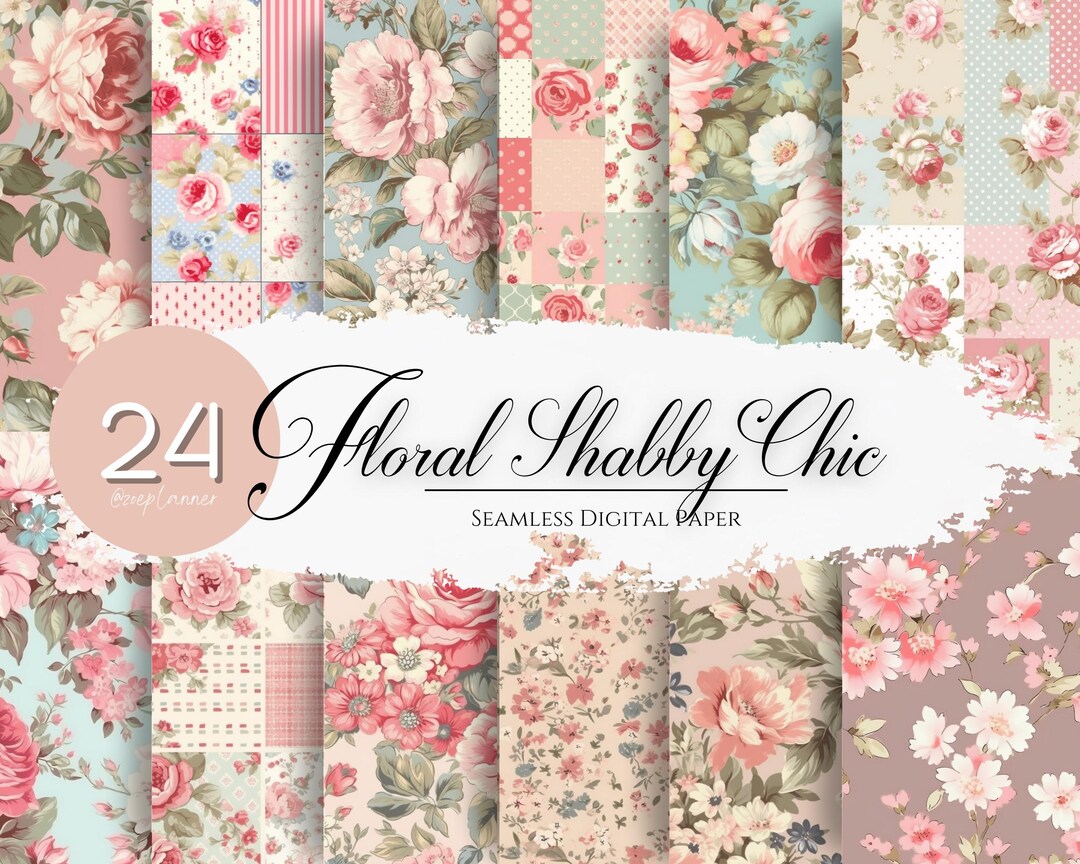 Floral Shabby Chic Floral Digital Paper Vintage Background Scrapbook ...