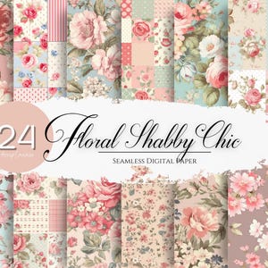 Floral Shabby Chic- Floral Digital Paper - Vintage Background Scrapbook ...