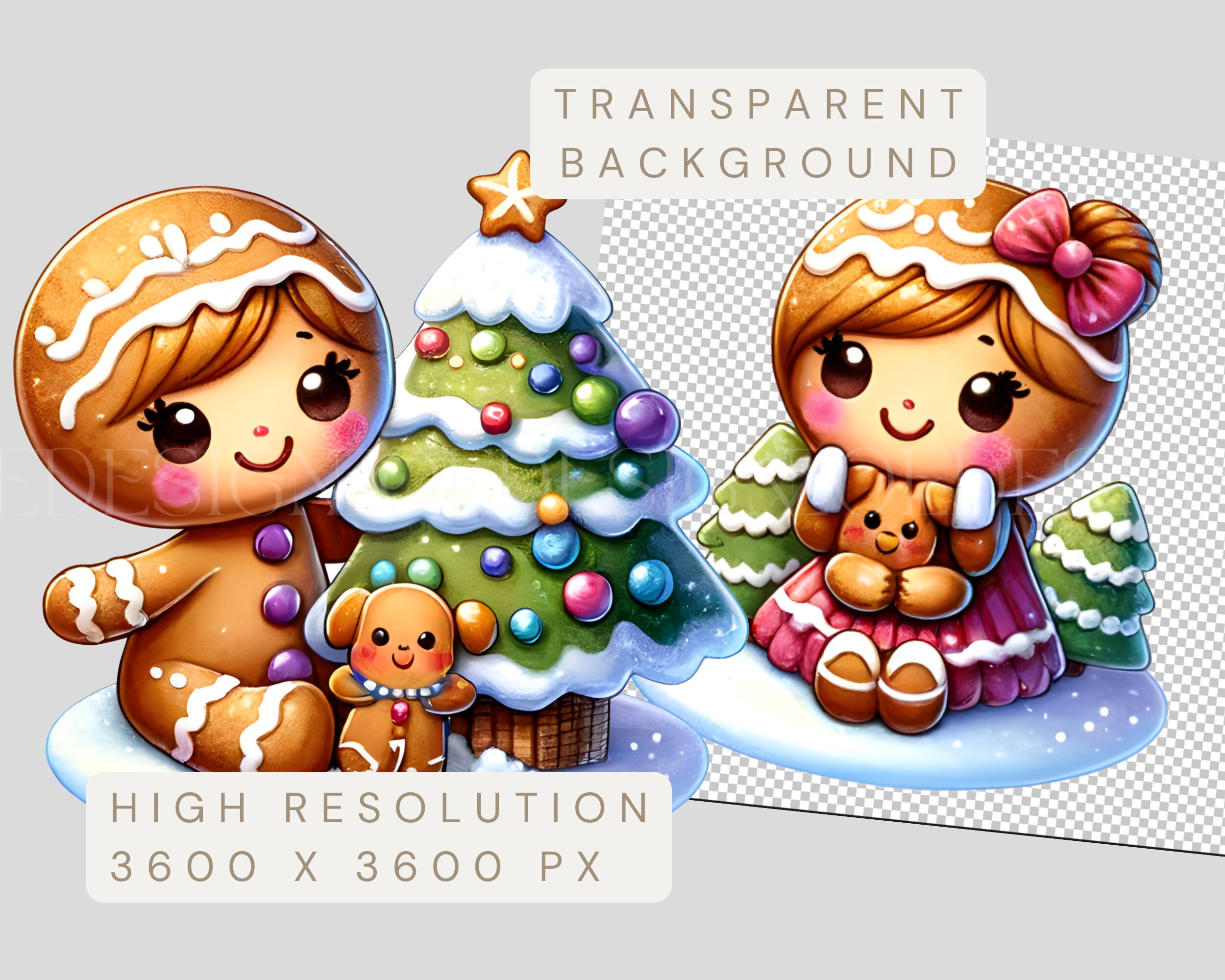 40 Watercolor Clipart - Pink Gingerbread Girl Stickers Christmas ...