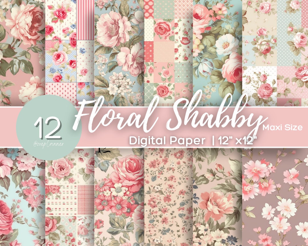 Floral Shabby Chic Floral Digital Paper Vintage Background - Etsy