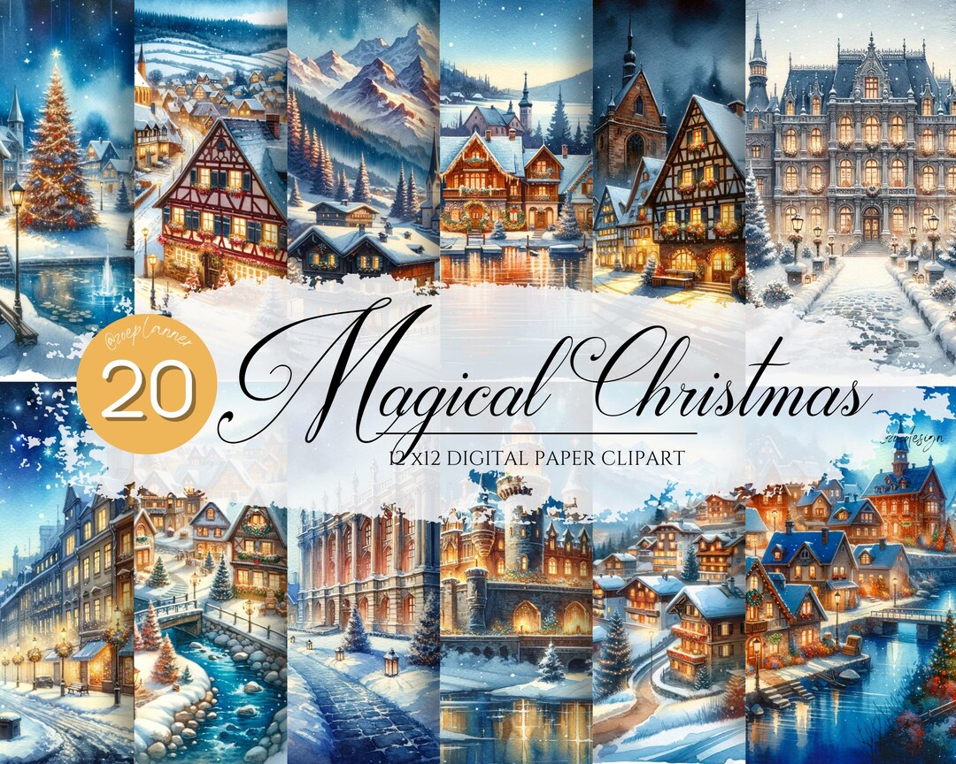 Christmas Digital Paper: 20 Magical Holiday Backgrounds (3600x3600px ...