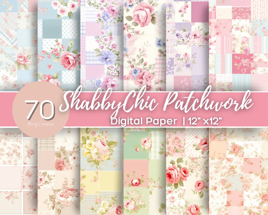 Floral Shabby Chic Patchwork Floral Digital Paper Mega Pack Printable ...