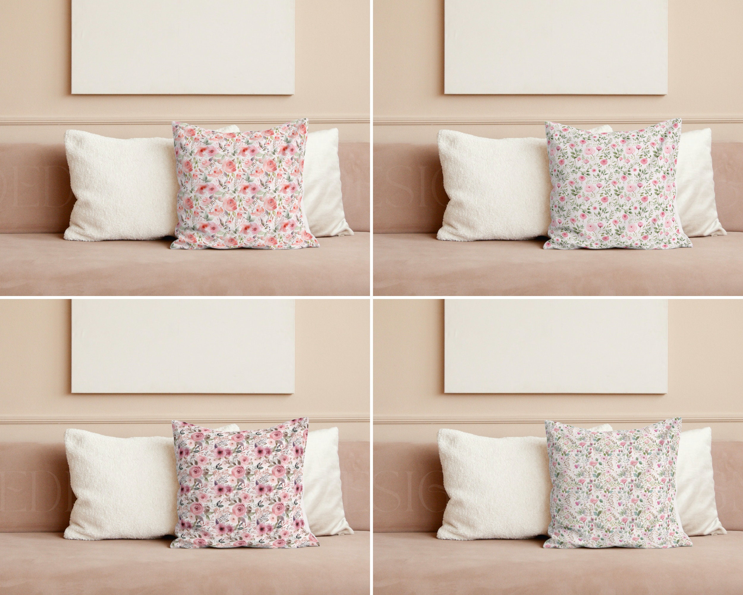 Pink Blush Roses Floral Digital Paper - Watercolor Flower Backgrounds ...