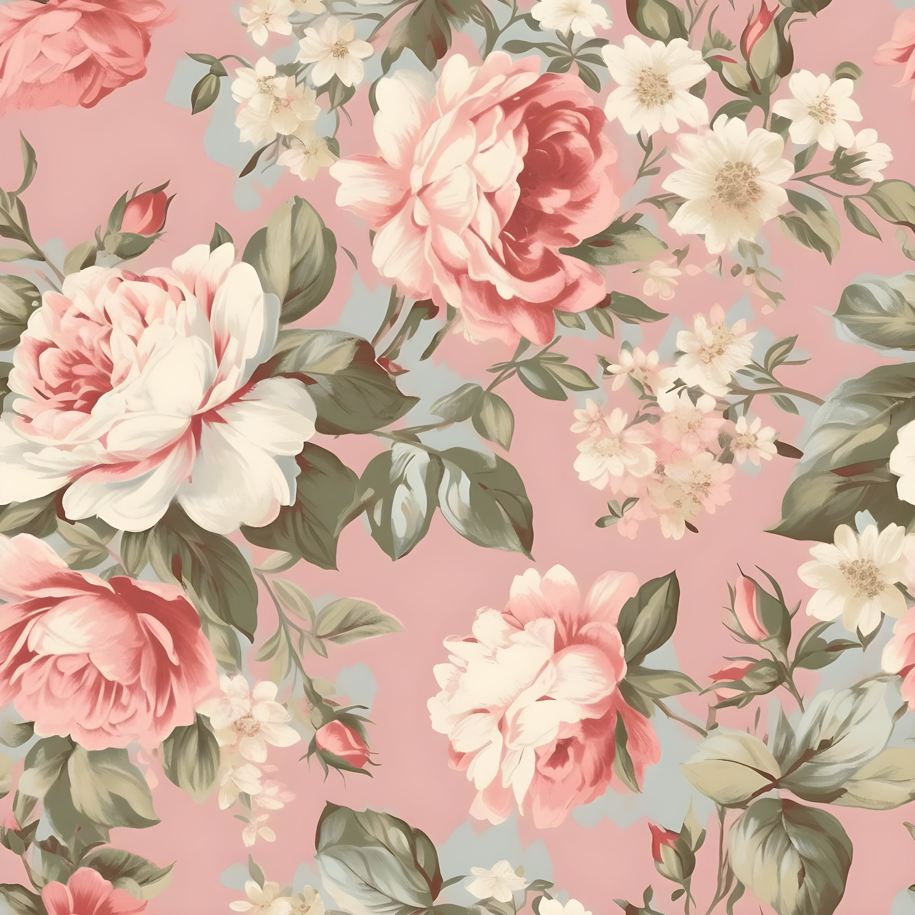 Floral Shabby Chic- Floral Digital Paper - Vintage Background Scrapbook ...