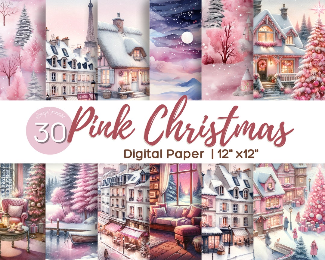 Pink Christmas Digital Paper Collection Christmas Background 30 Designs ...