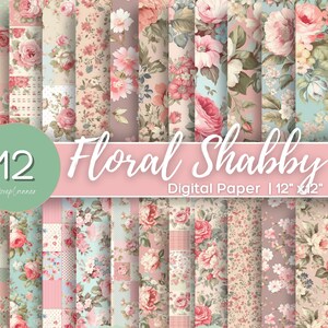 Floral Shabby Chic Floral Digital Paper Vintage Background - Etsy