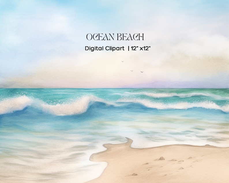 Ocean Beach Seaside Clipart Summer Digital Paper Watercolor - Etsy