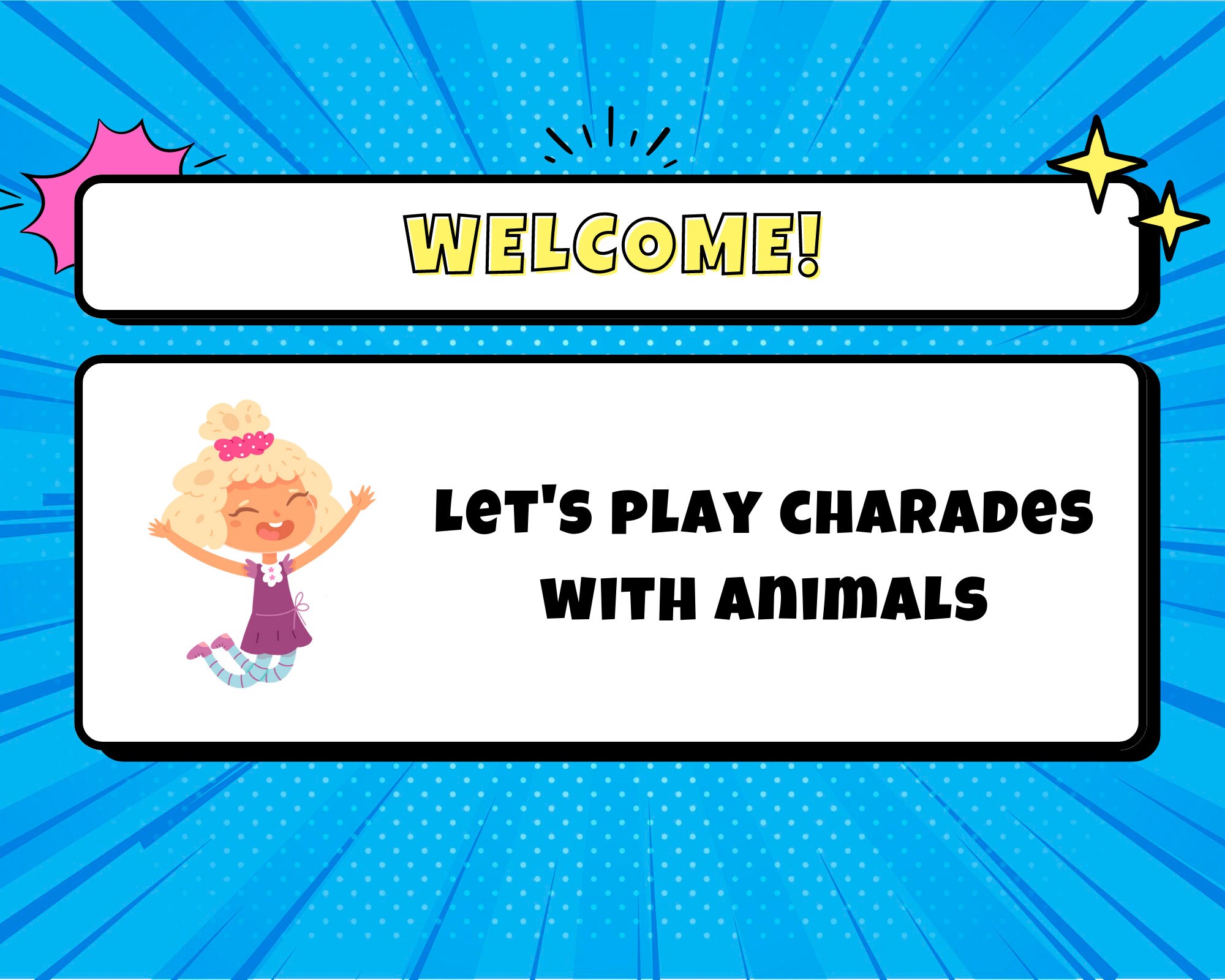 Animals Charades Game for Kids, Charades for Kids, Kids Party Game, Fun ...