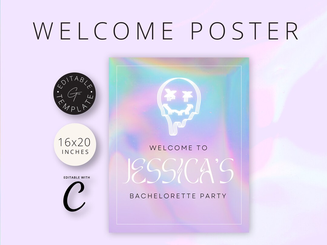 Purple Rave Bachelorette Party Printable Welcome Sign, Digital Download ...
