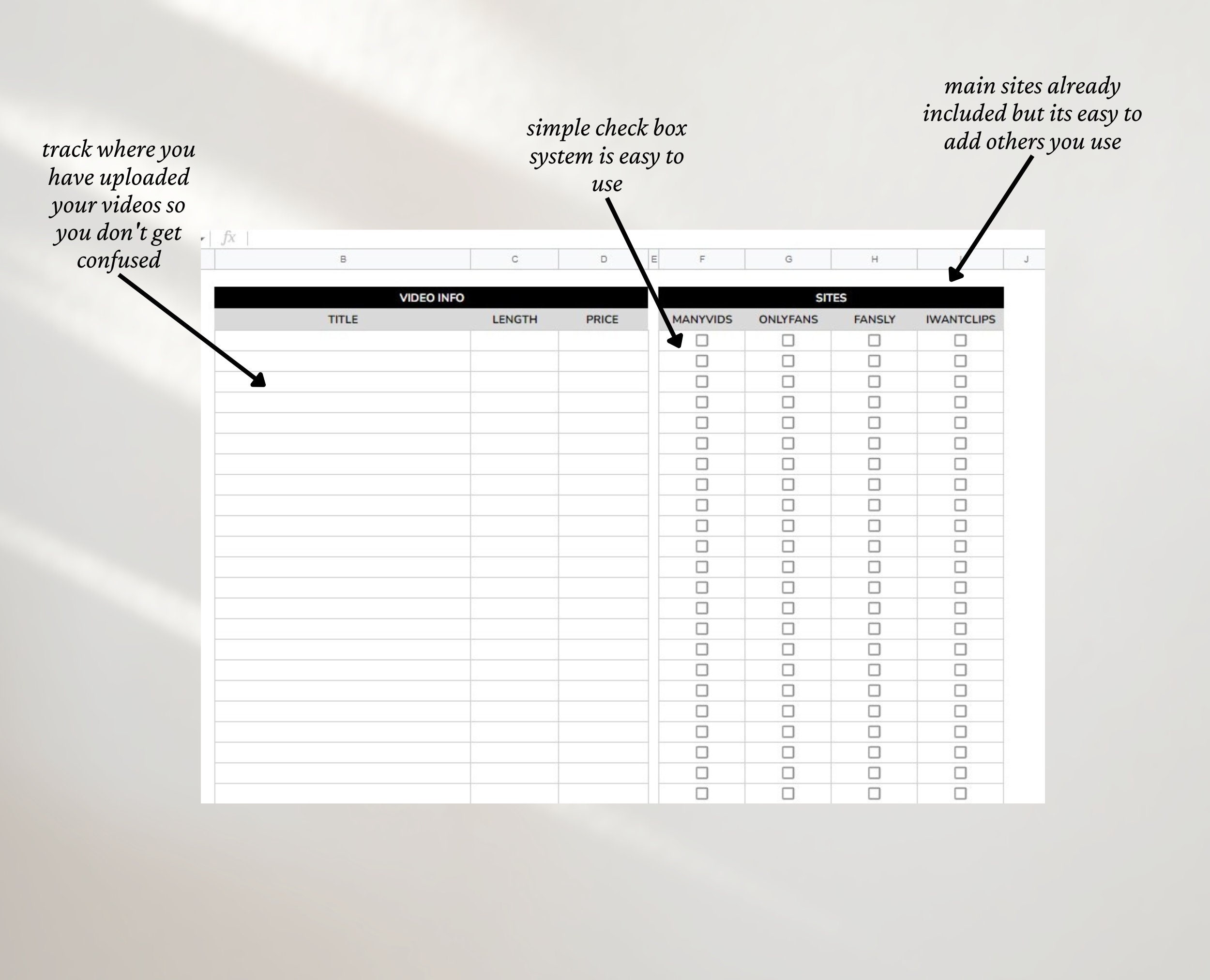Adult Video Tracker for Google Sheets Adult Content Creator - Etsy