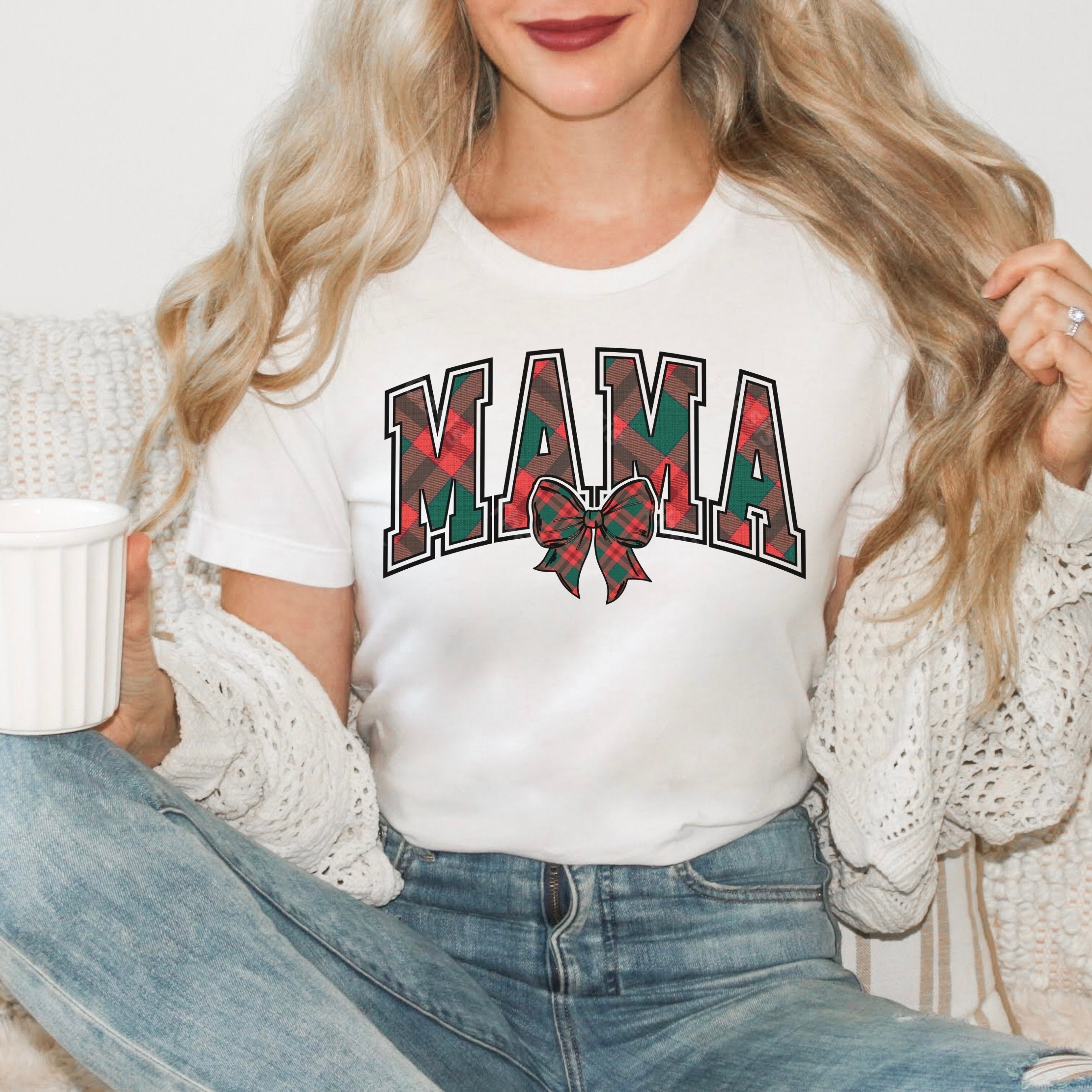Varsity Mama Coquette Shirt Uniform Plaid Mom T-shirt Bow Mum Shirt Mom ...