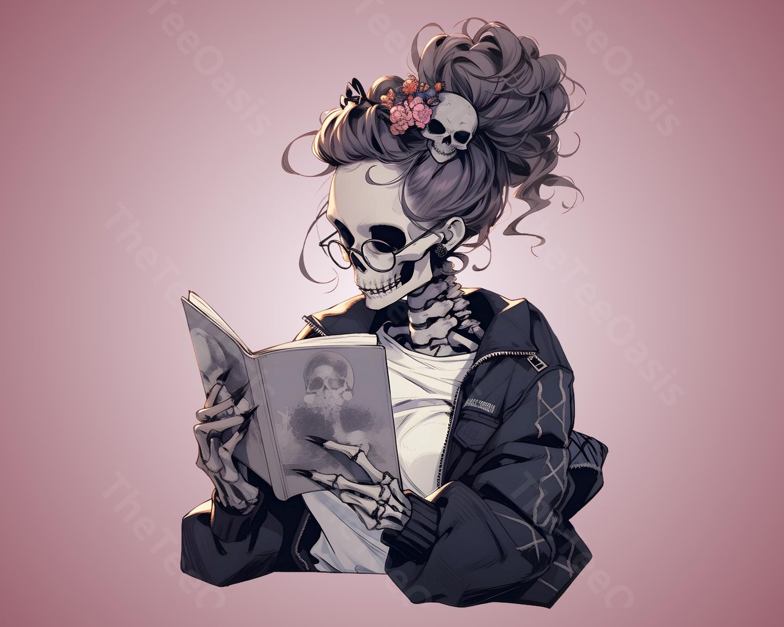 Halloween Reading Shirt Clipart Cute Skeleton Png Spooky Librarian T ...