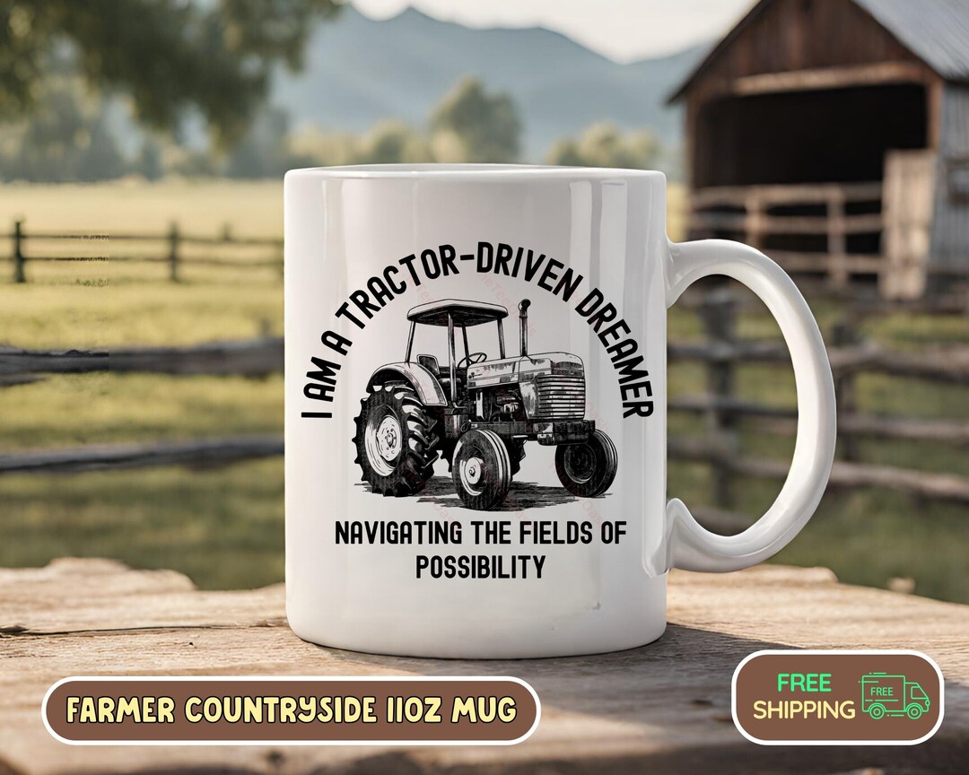 Farmer Coffee Mug Black Tractor 11oz Ceramic Mug Country Sublimation ...