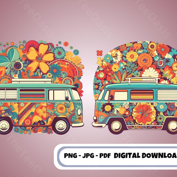 Hippie Van Clipart - Etsy