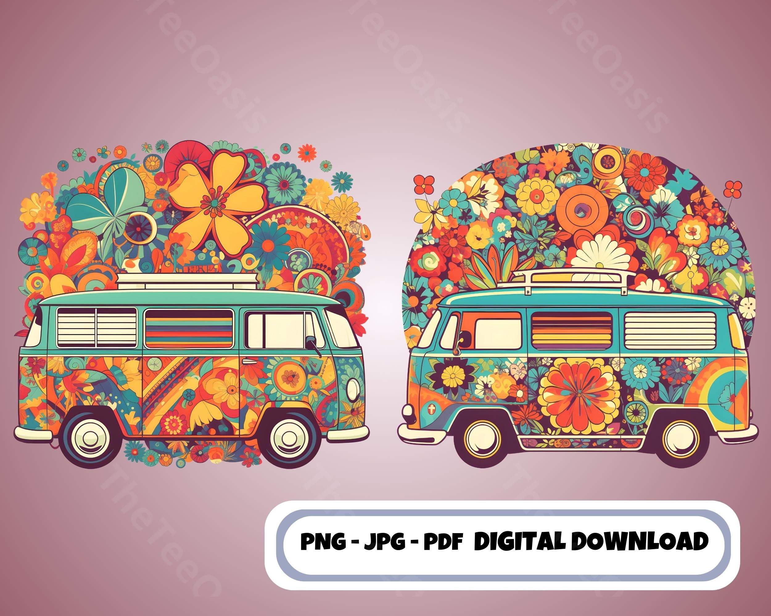 Hippie Van Png Hippie Groovy Van Clipart Duo Hippie Retro Van Clipart ...