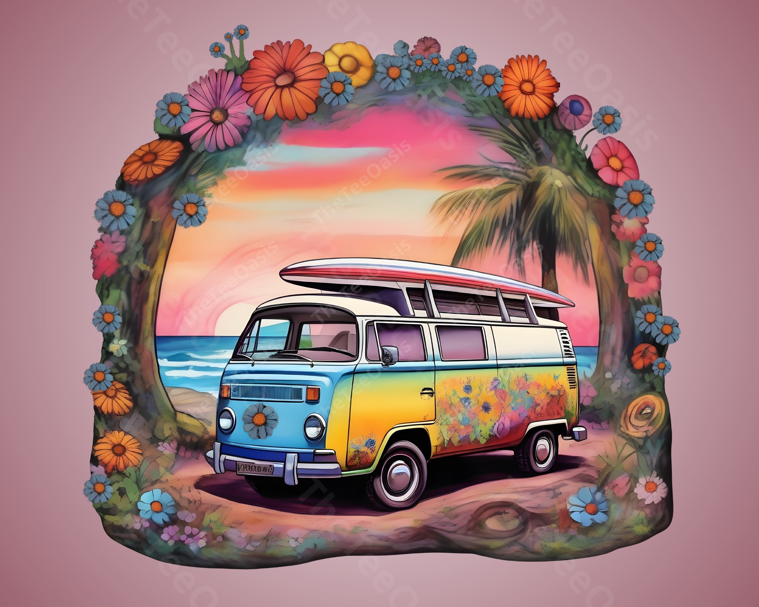 Hippie Van Png Hippie Groovy Van Clipart Retro Graphic Tee Vintage ...
