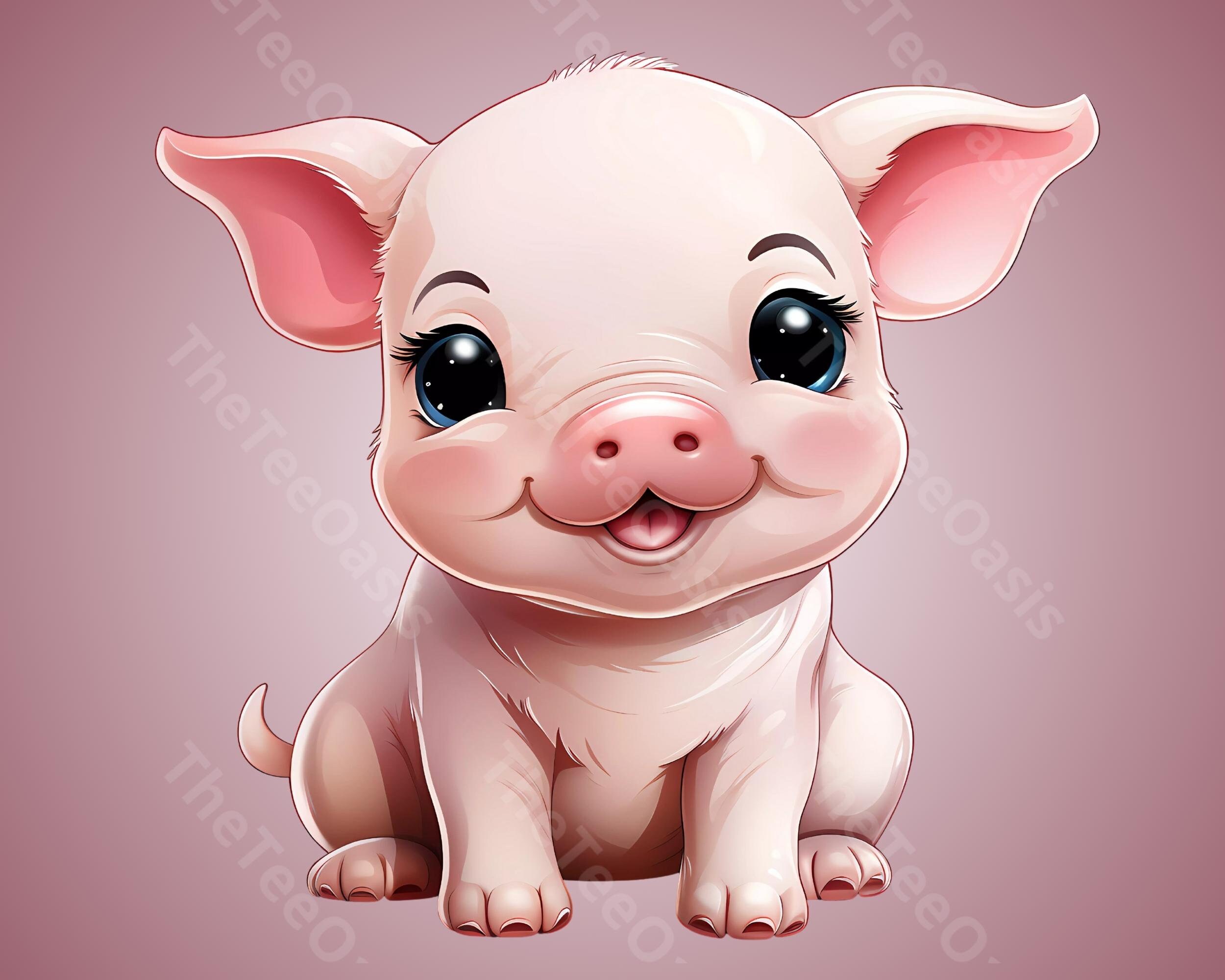 Pig Clipart Cute Pig Png Bundle Pet Lover Png Farm Animal - Etsy