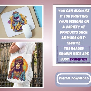 Retro Hippie Wildlife Clipart Bundle Jungle Animal Vibes Png Groovy ...