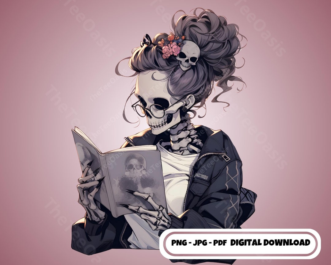 Halloween Reading Shirt Clipart Cute Skeleton Png Spooky Librarian T ...