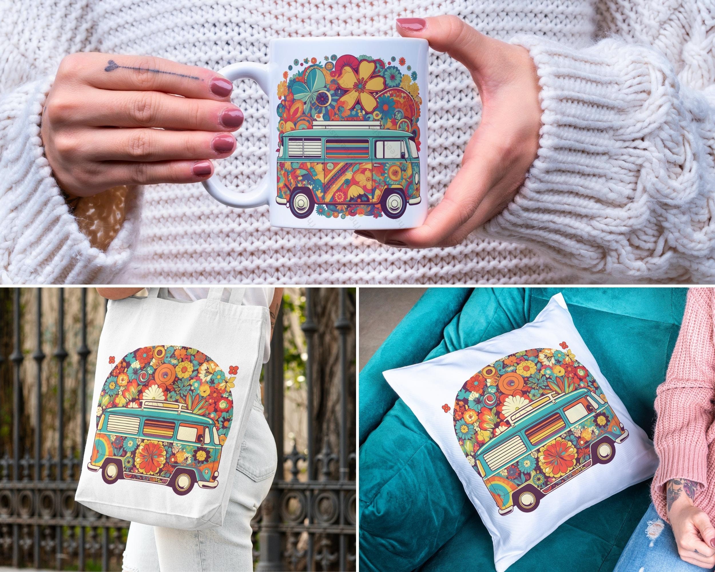 Hippie Van Png Hippie Groovy Van Clipart Duo Hippie Retro Van Clipart ...