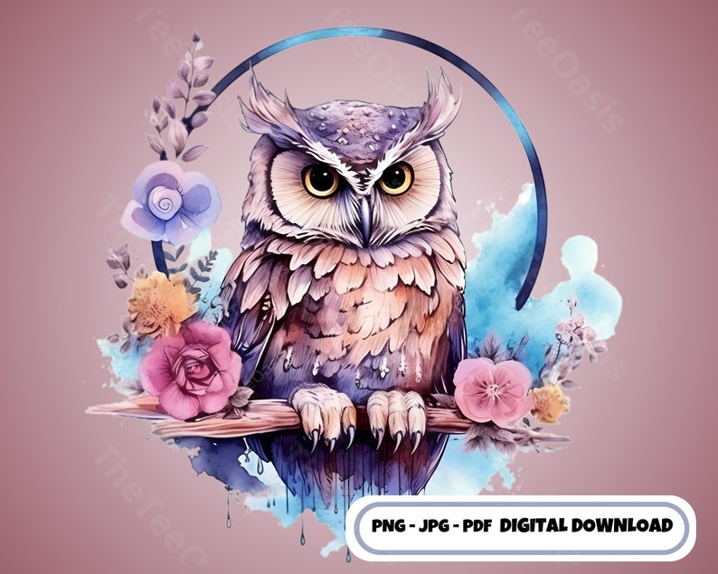 Floral Owl Clipart Pink Owl Png Flower Bird Clipart Owl Lover - Etsy