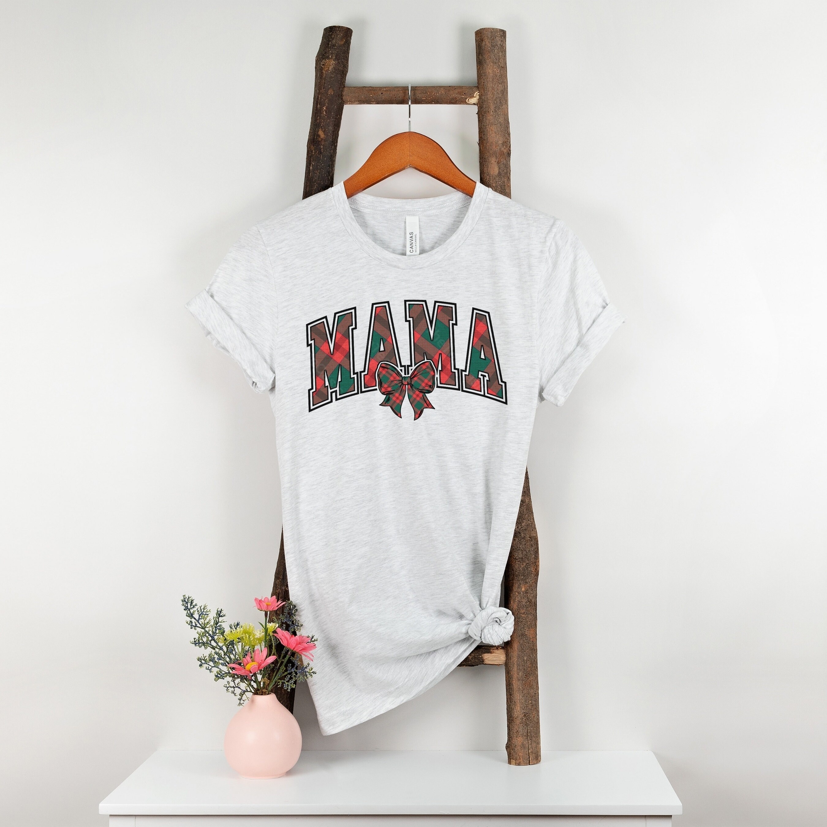 Varsity Mama Coquette Shirt Uniform Plaid Mom T-shirt Bow Mum Shirt Mom ...