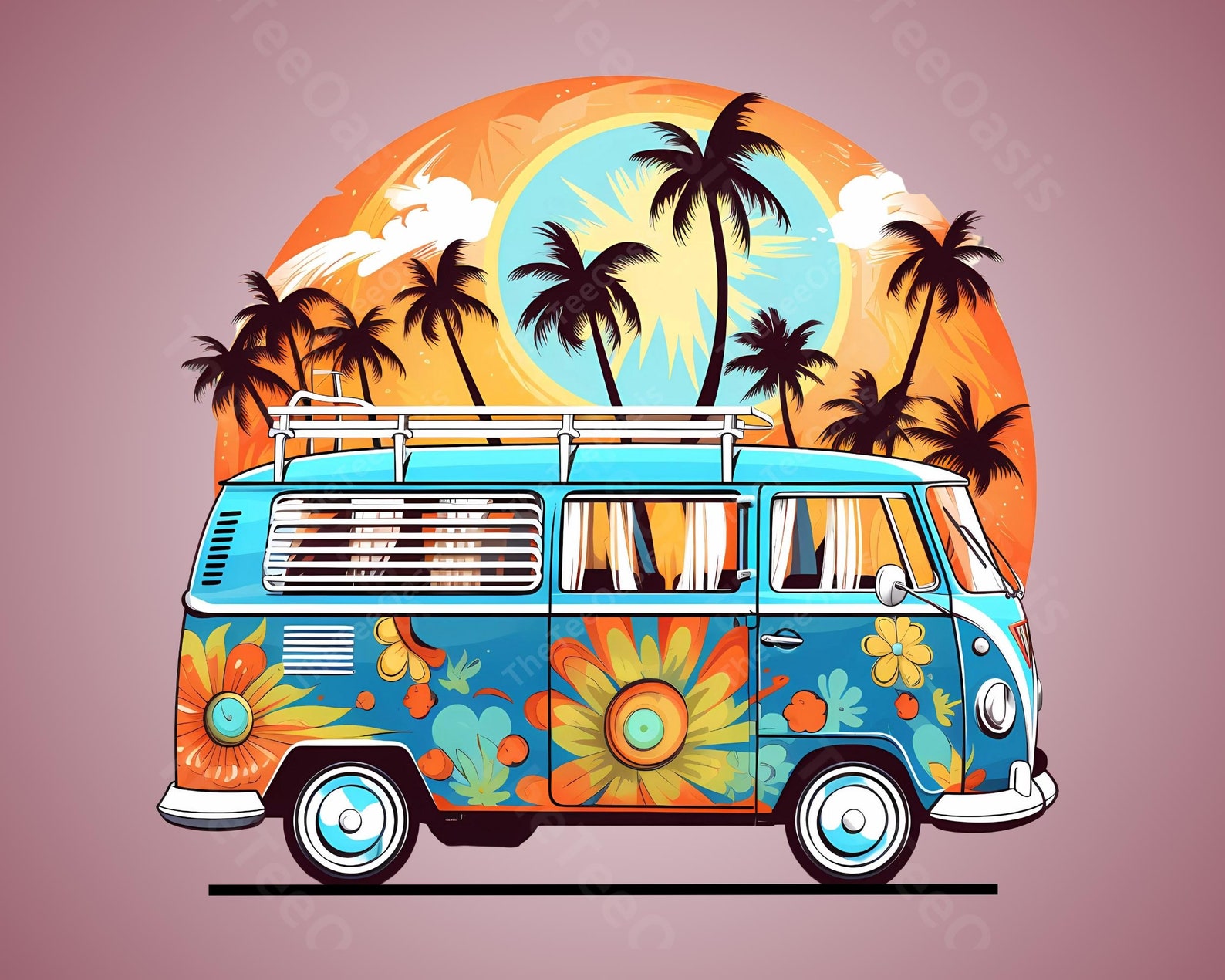 Hippie Van Png Hippie Groovy Van Clipart Sunset Retro Van Clipart ...