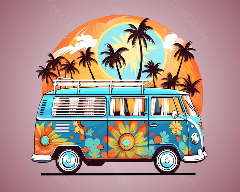 Hippie Van Png Hippie Groovy Van Clipart Sunset Retro Van Clipart ...