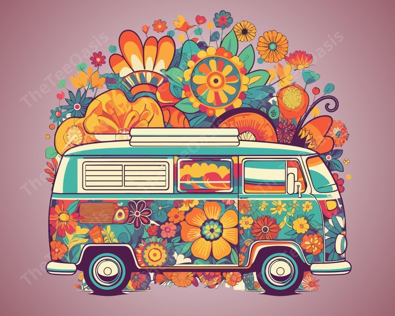 Hippie Van Png Hippie Groovy Van Clipart Hippie Retro Van Clipart ...