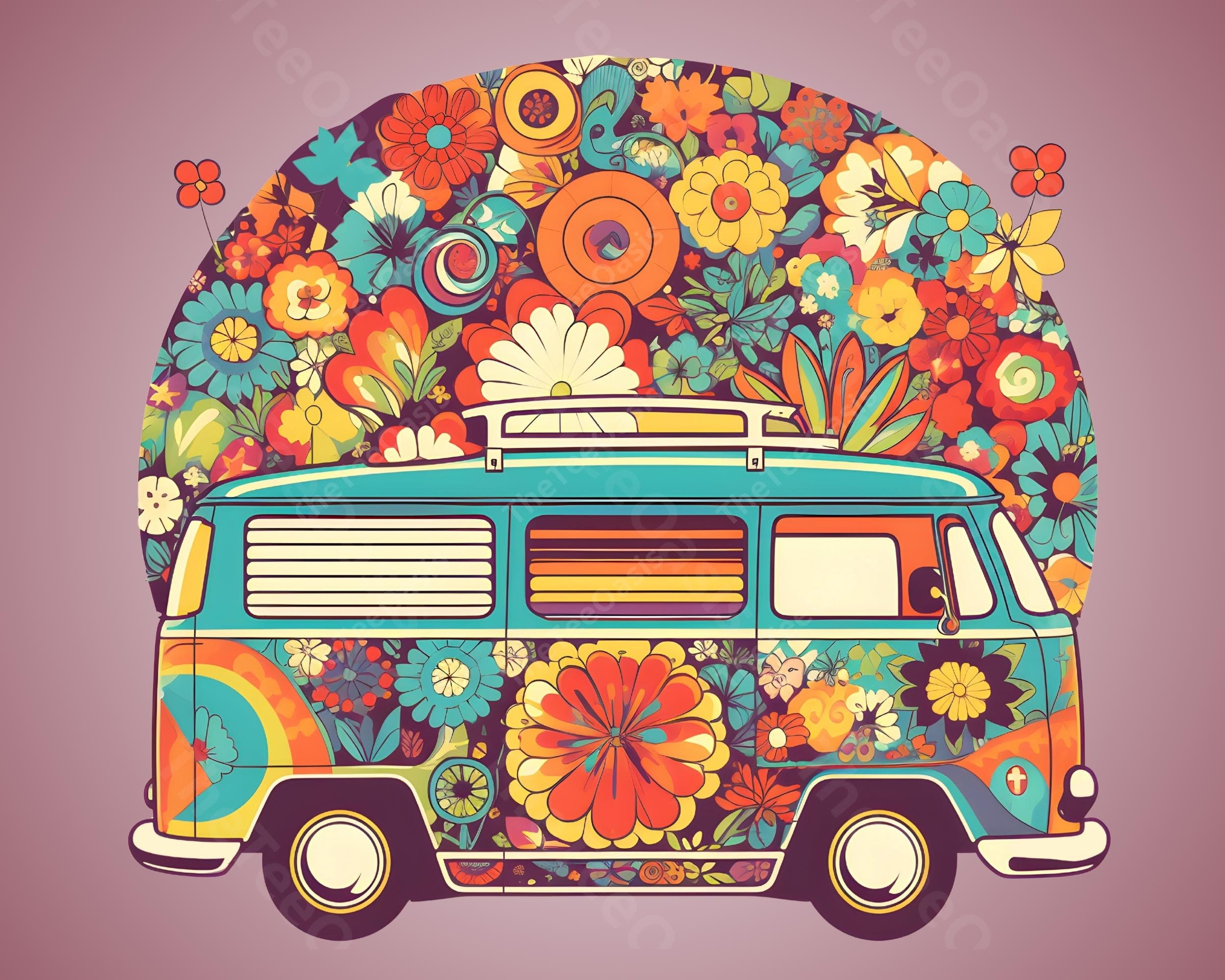 Hippie Van Png Hippie Groovy Van Clipart Duo Hippie Retro Van Clipart ...