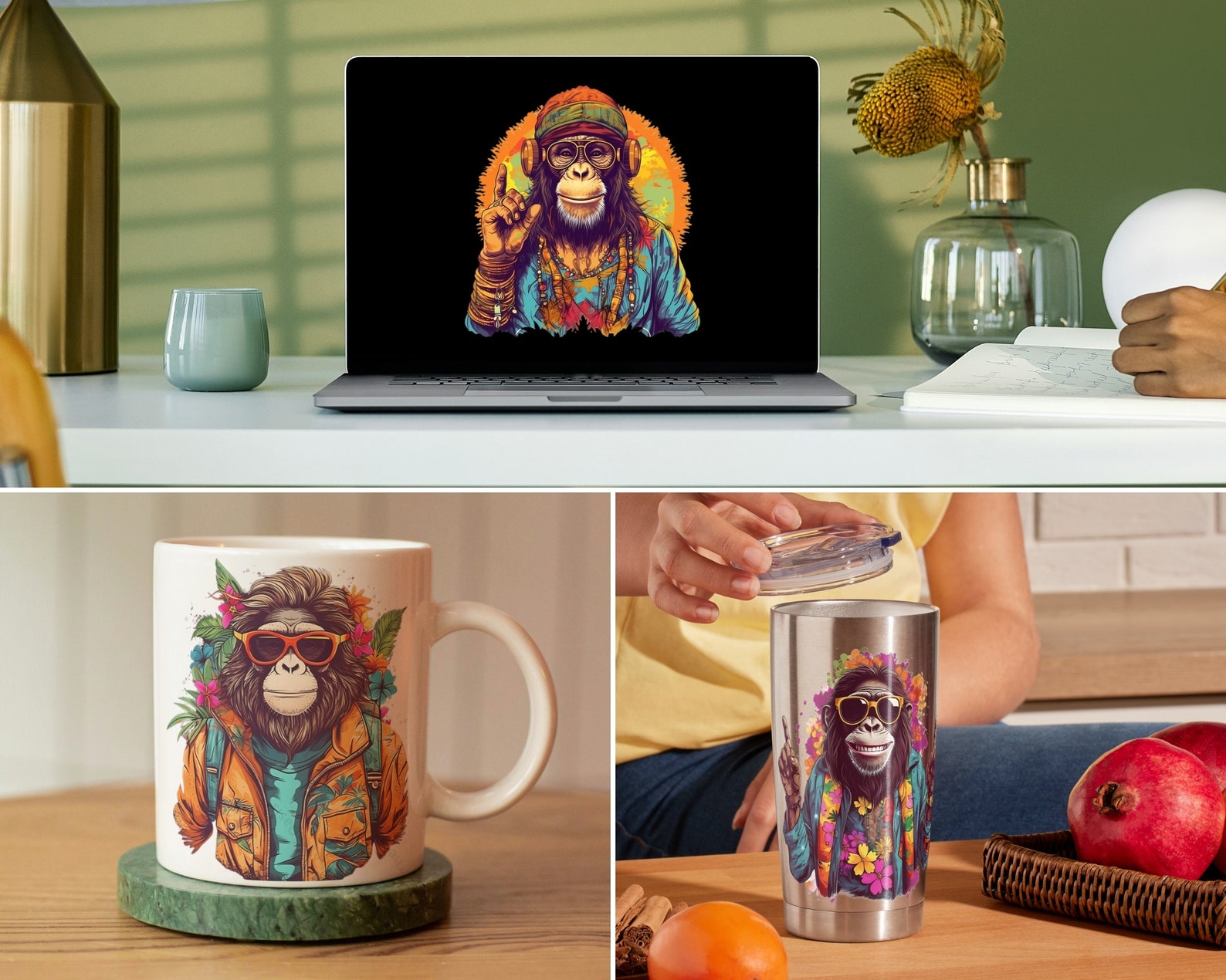 Retro Hippie Wildlife Clipart Bundle Jungle Animal Vibes Png Groovy ...