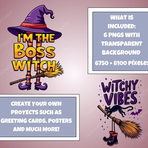 Witchy Halloween Png Bundle Clipart Spooky Season T-shirt Design Cute ...