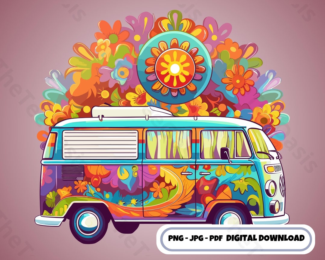 Hippie Van Png Hippie Groovy Van Clipart Hippie Retro Van Clipart ...