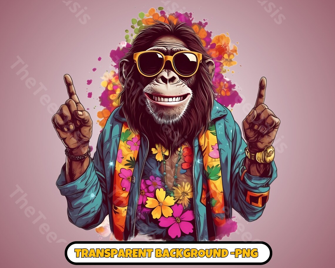 Retro Hippie Wildlife Clipart Bundle Jungle Animal Vibes Png Groovy ...