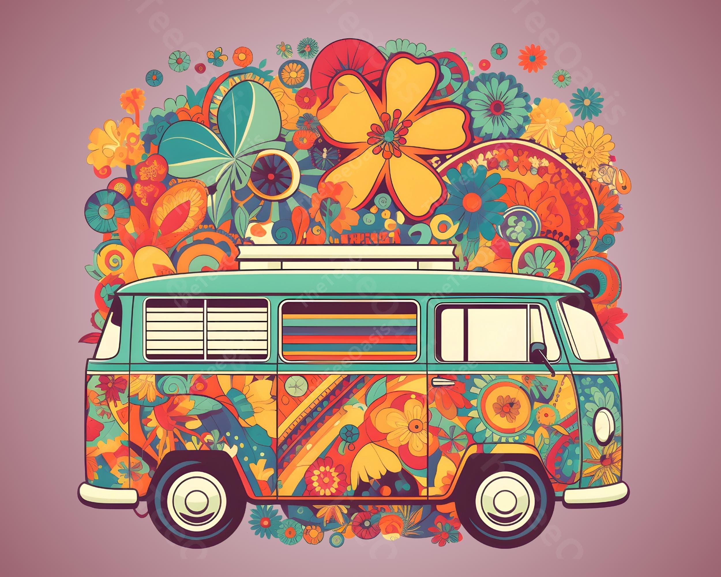 Hippie Van Png Hippie Groovy Van Clipart Duo Hippie Retro Van Clipart ...