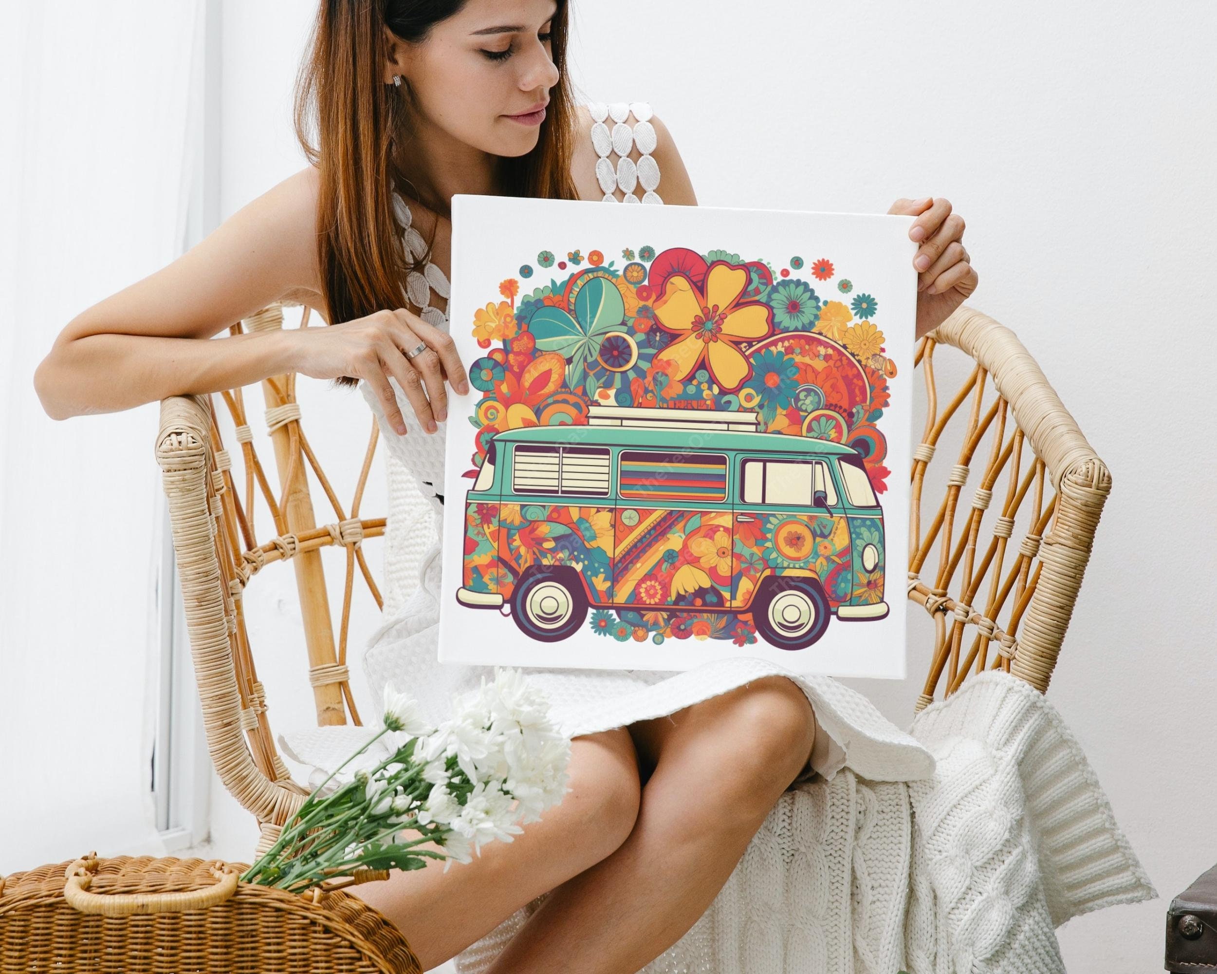 Hippie Van Png Hippie Groovy Van Clipart Duo Hippie Retro Van Clipart ...