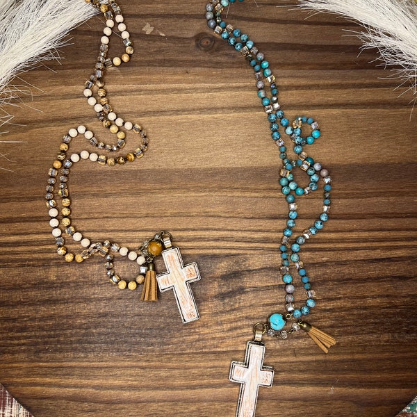 Bead Cross Necklace - Etsy